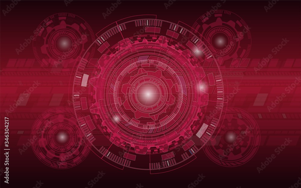 Futuristic RED HUD with four satellites user interface screen design ...