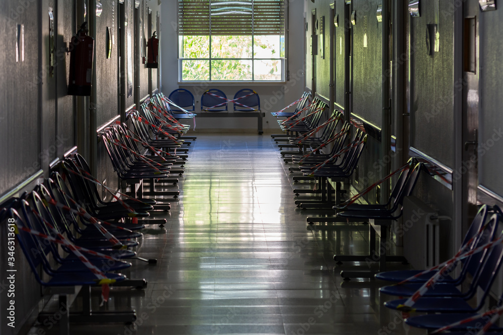 Social distancing: waiting room of a medical office with some ...