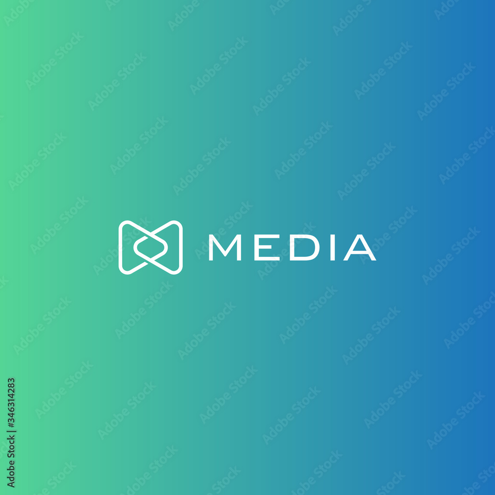 Media player + letter M. Media logo icon vector. Stock Vector | Adobe Stock