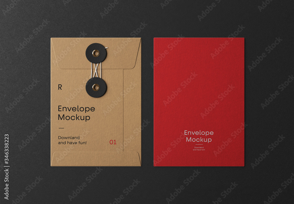 Envelope with String Closure Mockup Stock Template | Adobe Stock