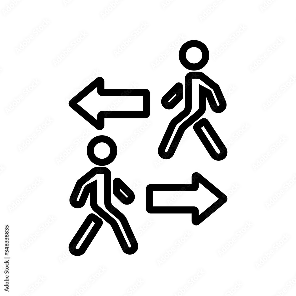 going in opposite directions walking people icon vector. going in ...