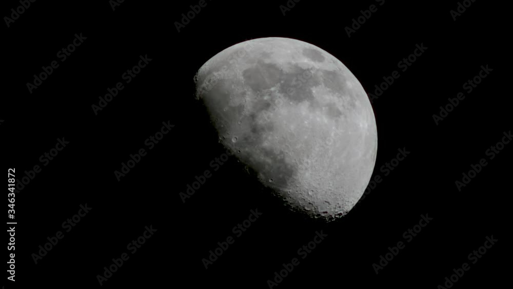 Waxing Moon rising upwards at more than half full moon with craters in ...