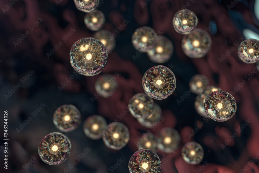 Transparent cells in the blood, 3d rendering. Stock Illustration ...
