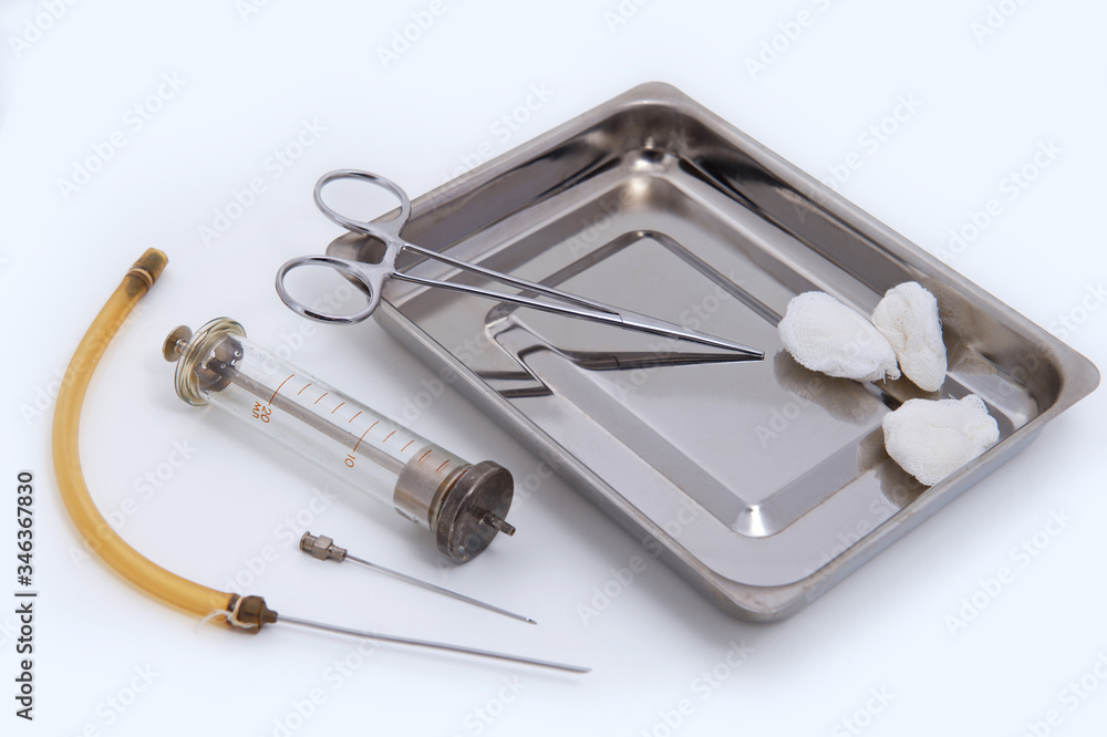 Set for Pleural Drainage. Pleural puncture. Puncture of the pleural ...