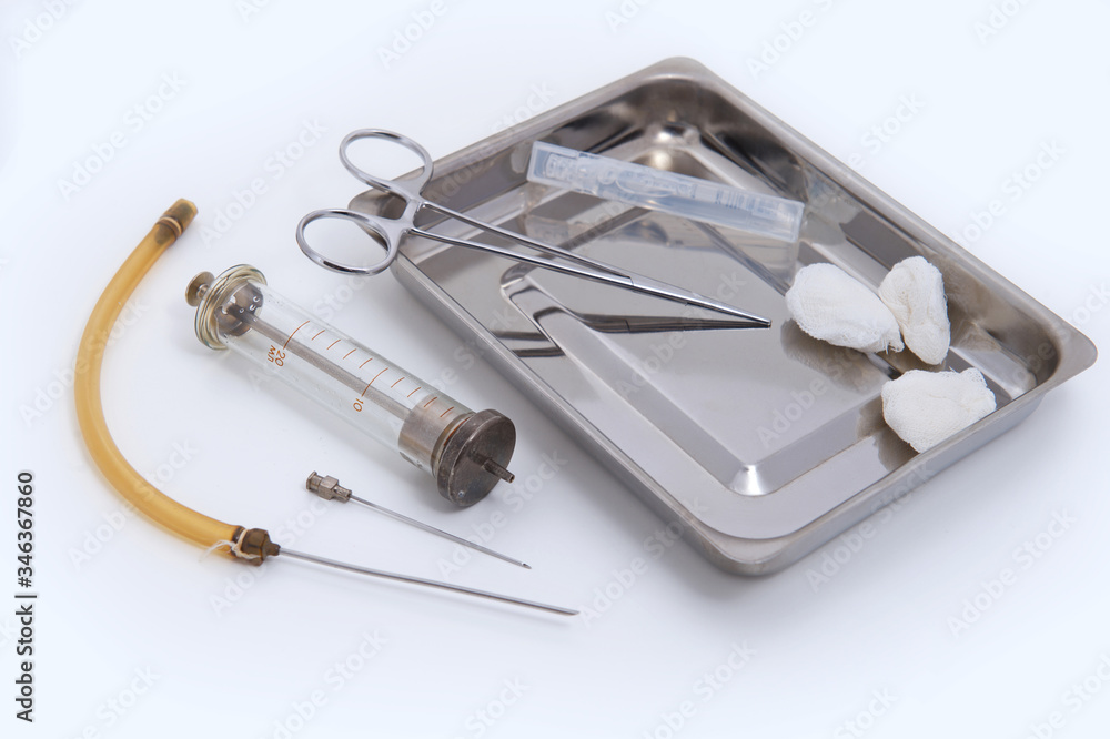 Set for Pleural Drainage. Pleural puncture. Puncture of the pleural ...