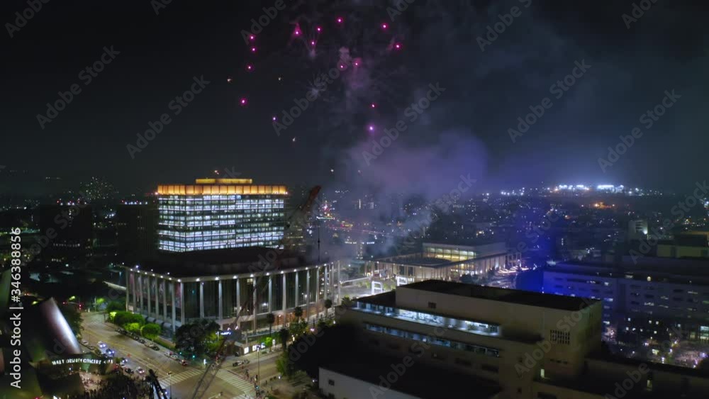 Vídeo do Stock: Downtown Los Angeles. Aerial view over the colorful ...