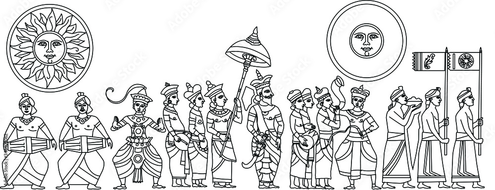 Sri Lankan traditional Kandy Perahara Stock Vector | Adobe Stock