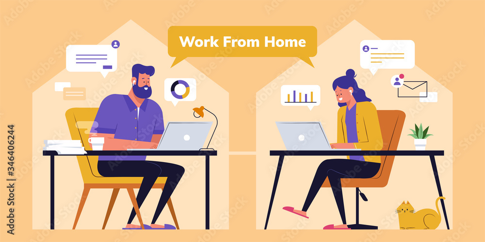 Work from home banner Stock Vector | Adobe Stock