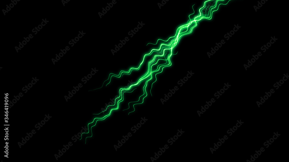 Abstract realistic nature lightning thunder background . Bright curved ...