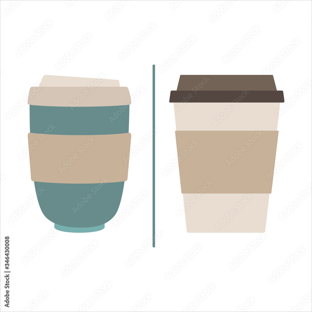 Reusable cup vs disposable plastic cup. Less plastic, zero waste, 5R ...