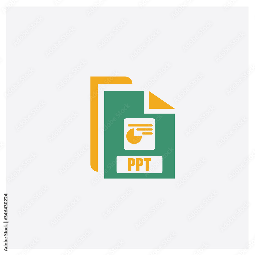 Ppt concept 2 colored icon. Isolated orange and green Ppt vector symbol ...