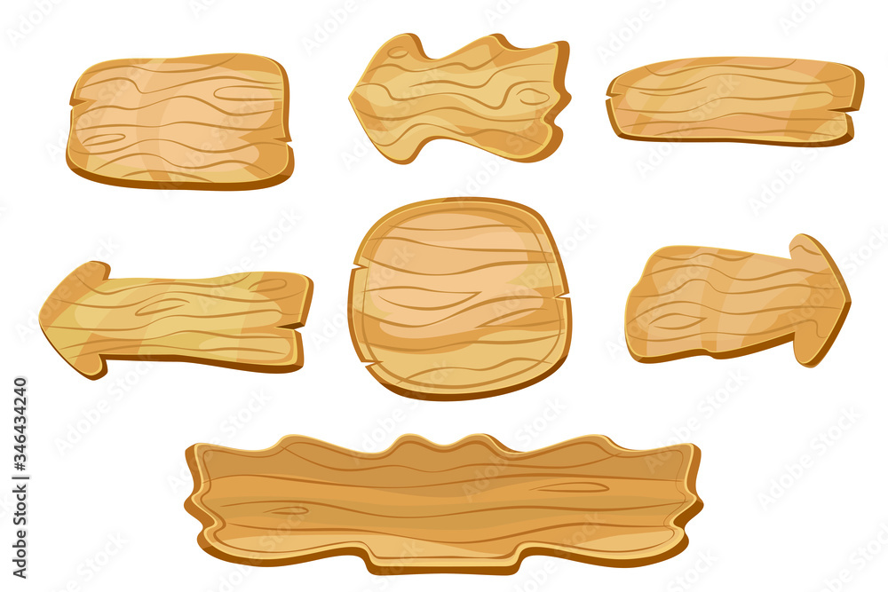 Cartoon wooden round boards signs and pointers. Western style ...