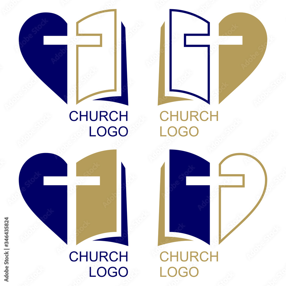 Church logo set, symbol of Christianity, the cross and the gospel ...