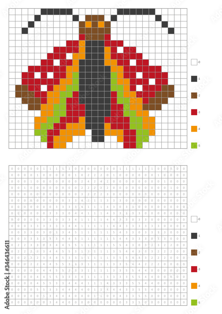 Kids coloring page, pixel coloring cartoon night butterfly. Vector ...