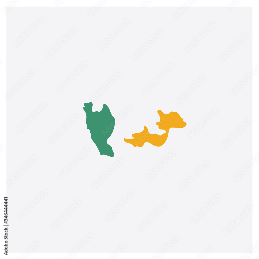 Malaysia map concept 2 colored icon. Isolated orange and green Malaysia ...