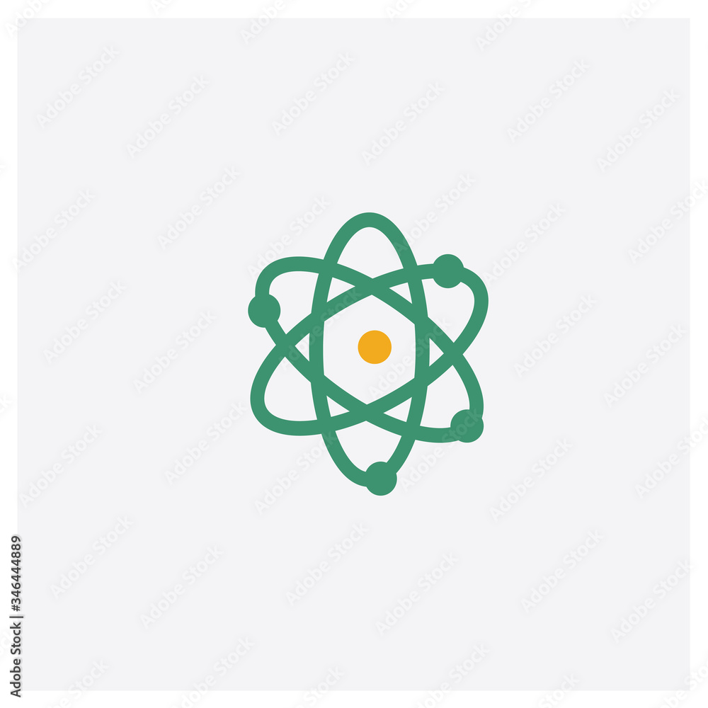Atomic concept 2 colored icon. Isolated orange and green Atomic vector ...