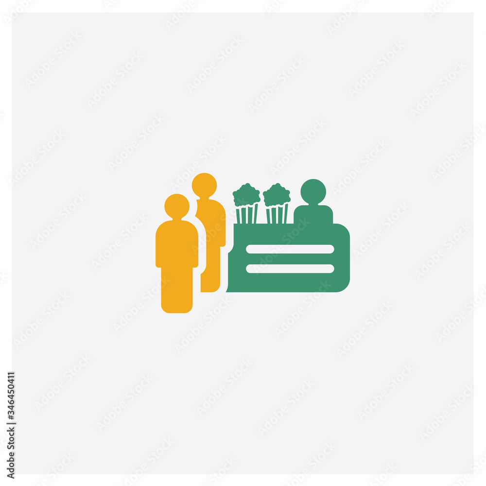 Cinema Snack Bar concept 2 colored icon. Isolated orange and green ...