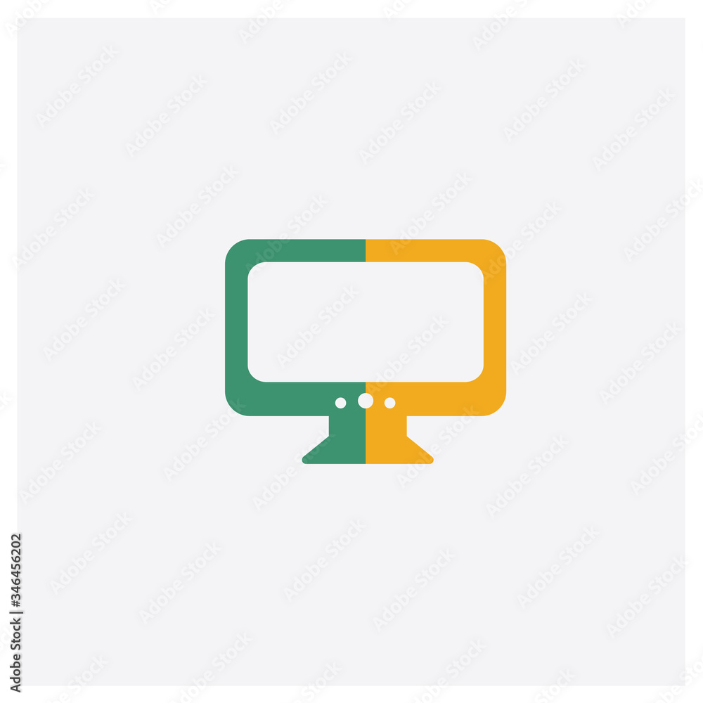 Screen concept 2 colored icon. Isolated orange and green Screen vector ...