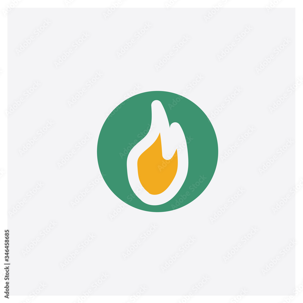 Fire concept 2 colored icon. Isolated orange and green Fire vector ...