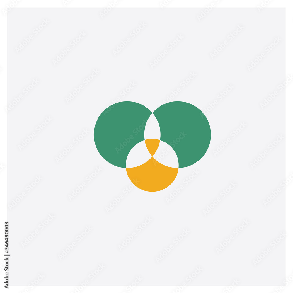 Venn diagram concept 2 colored icon. Isolated orange and green Venn ...