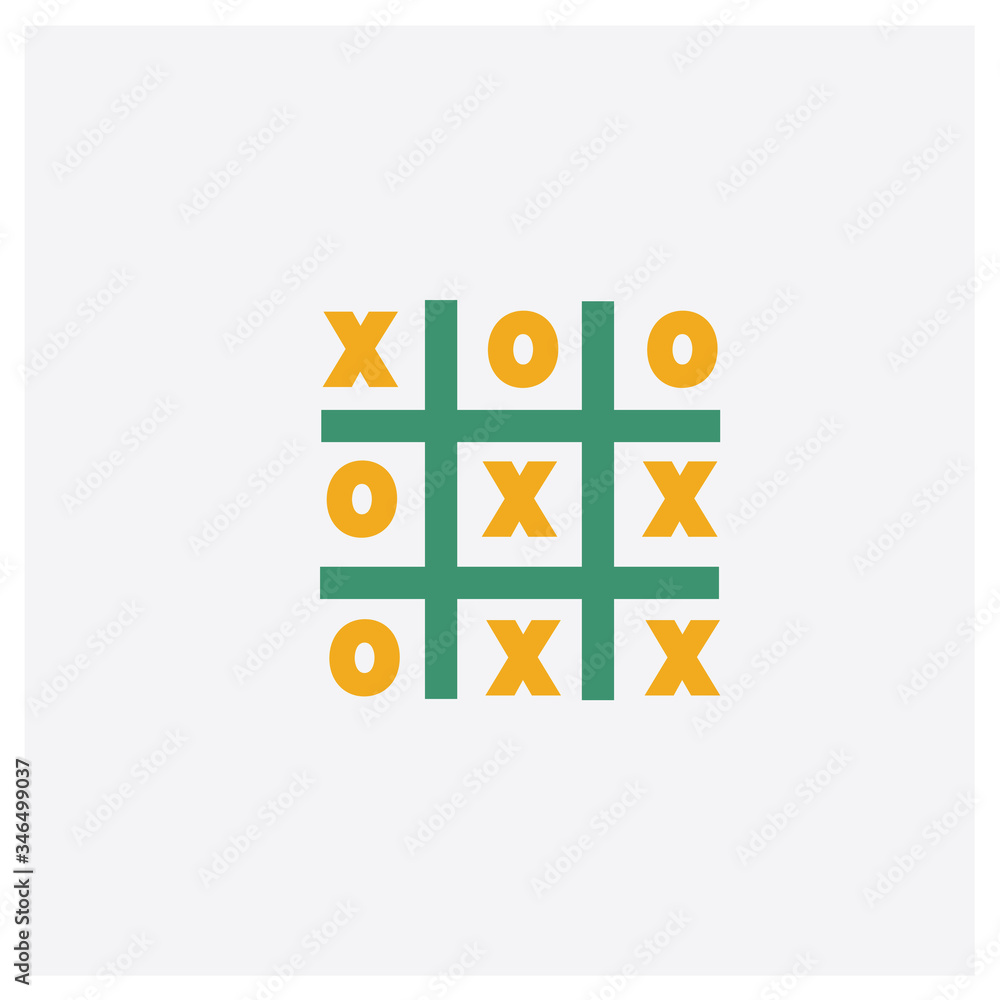 Tic tac toe concept 2 colored icon. Isolated orange and green Tic tac ...
