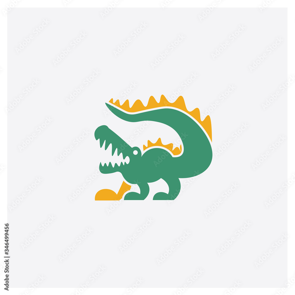Crocodile concept 2 colored icon. Isolated orange and green Crocodile ...