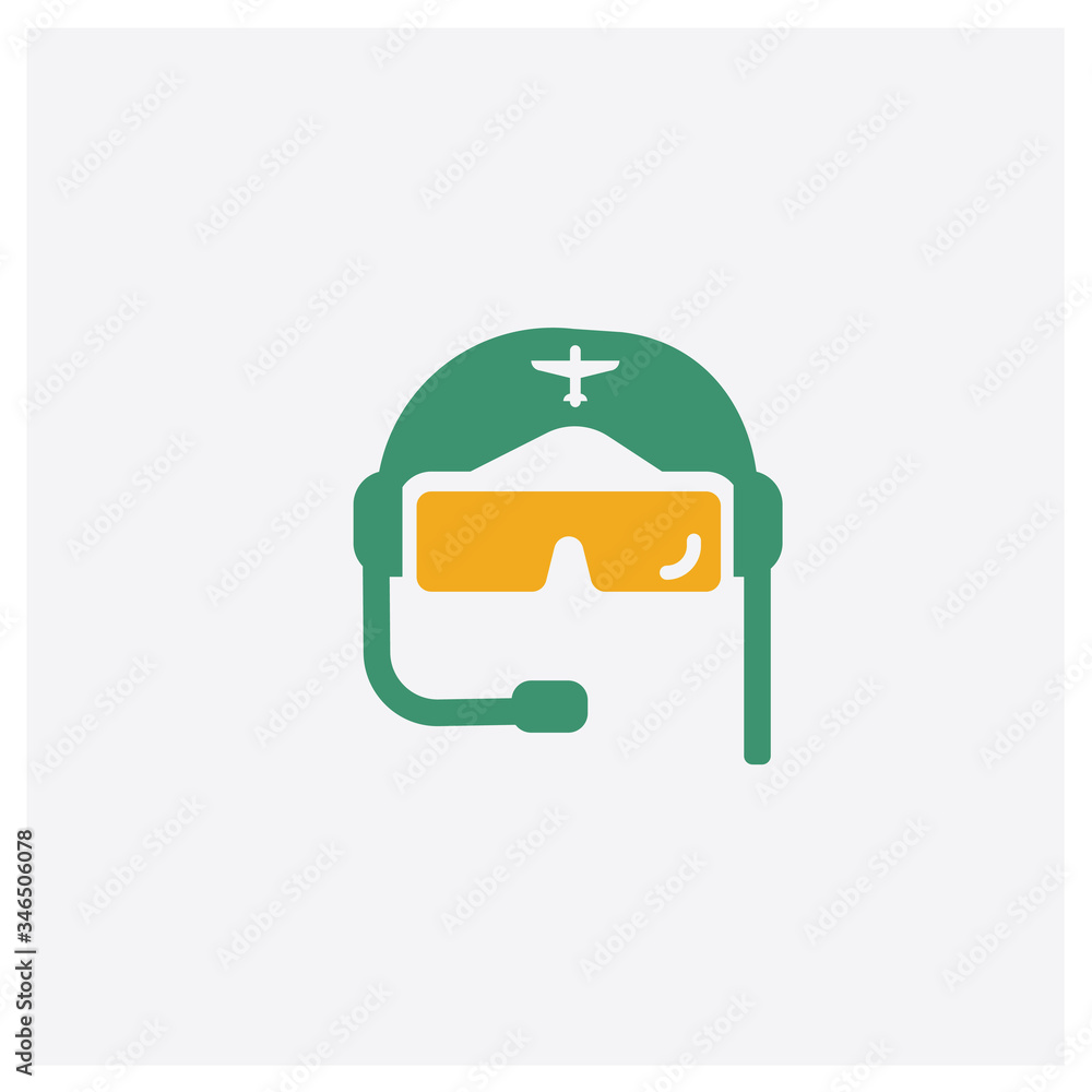 Pilot Helmet concept 2 colored icon. Isolated orange and green Pilot ...