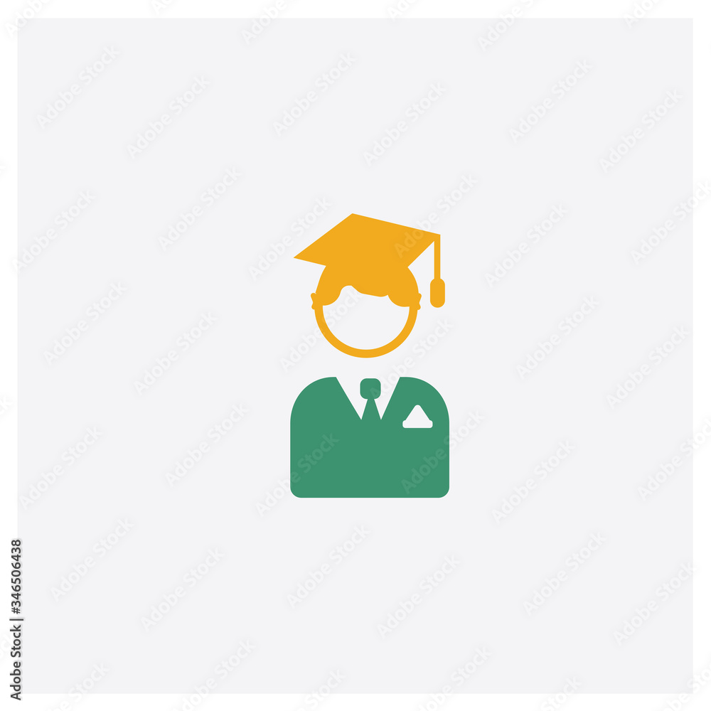 Graduated concept 2 colored icon. Isolated orange and green Graduated ...