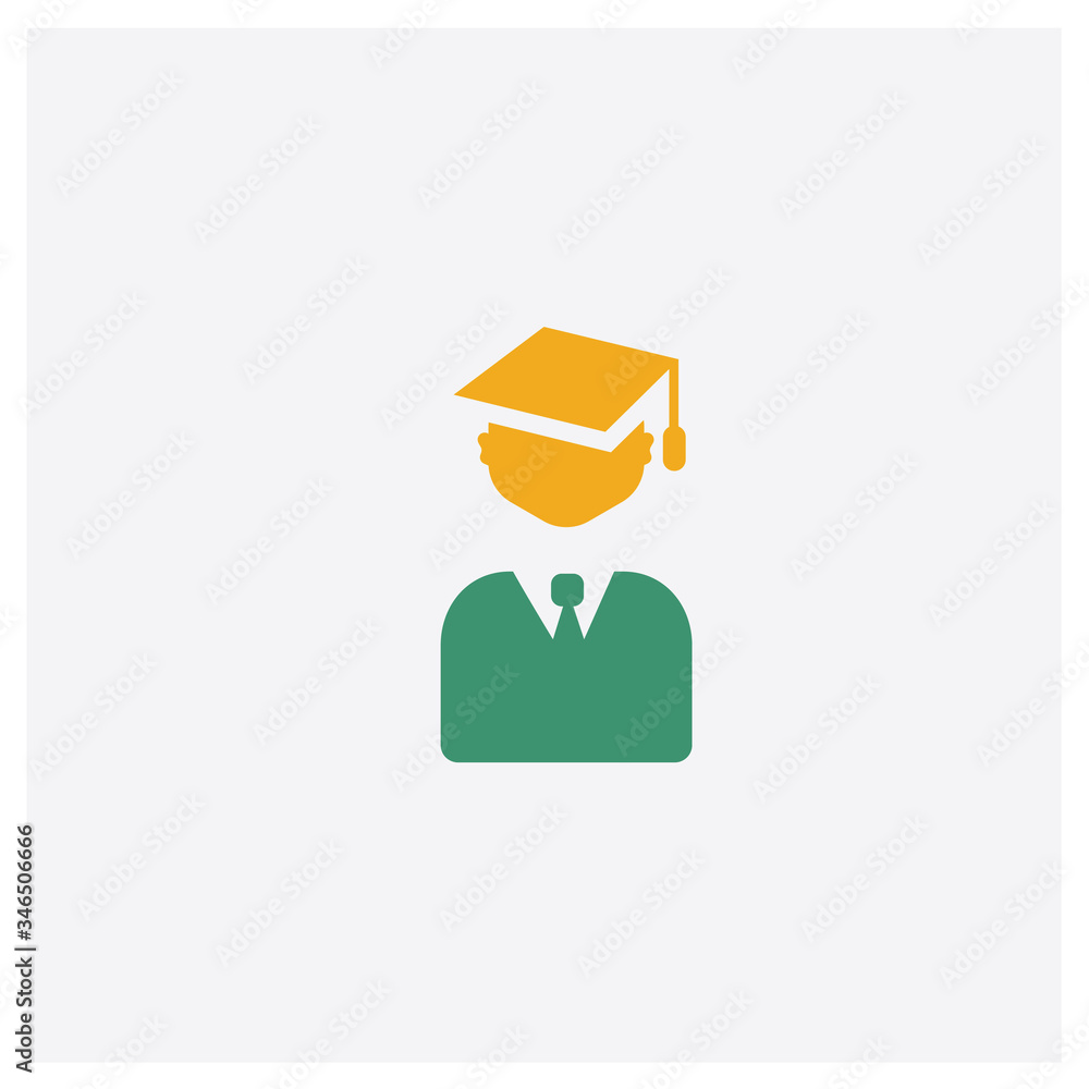 Graduated concept 2 colored icon. Isolated orange and green Graduated ...