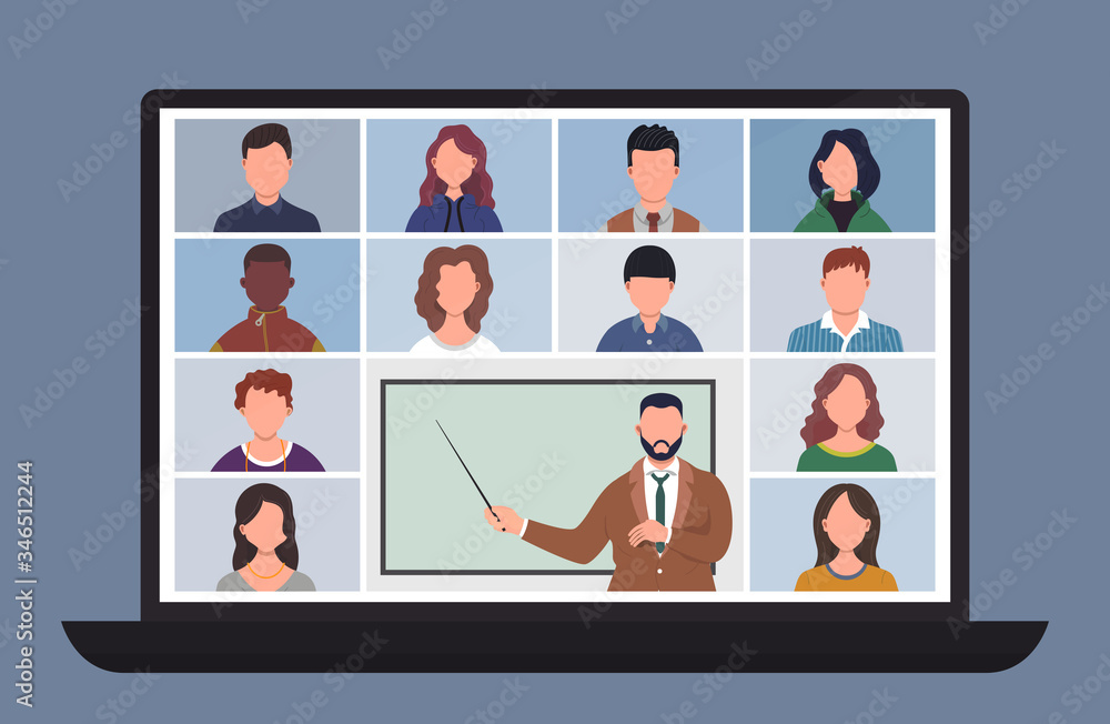 Online Class. Pupils or students studying with computer at home. Stay ...