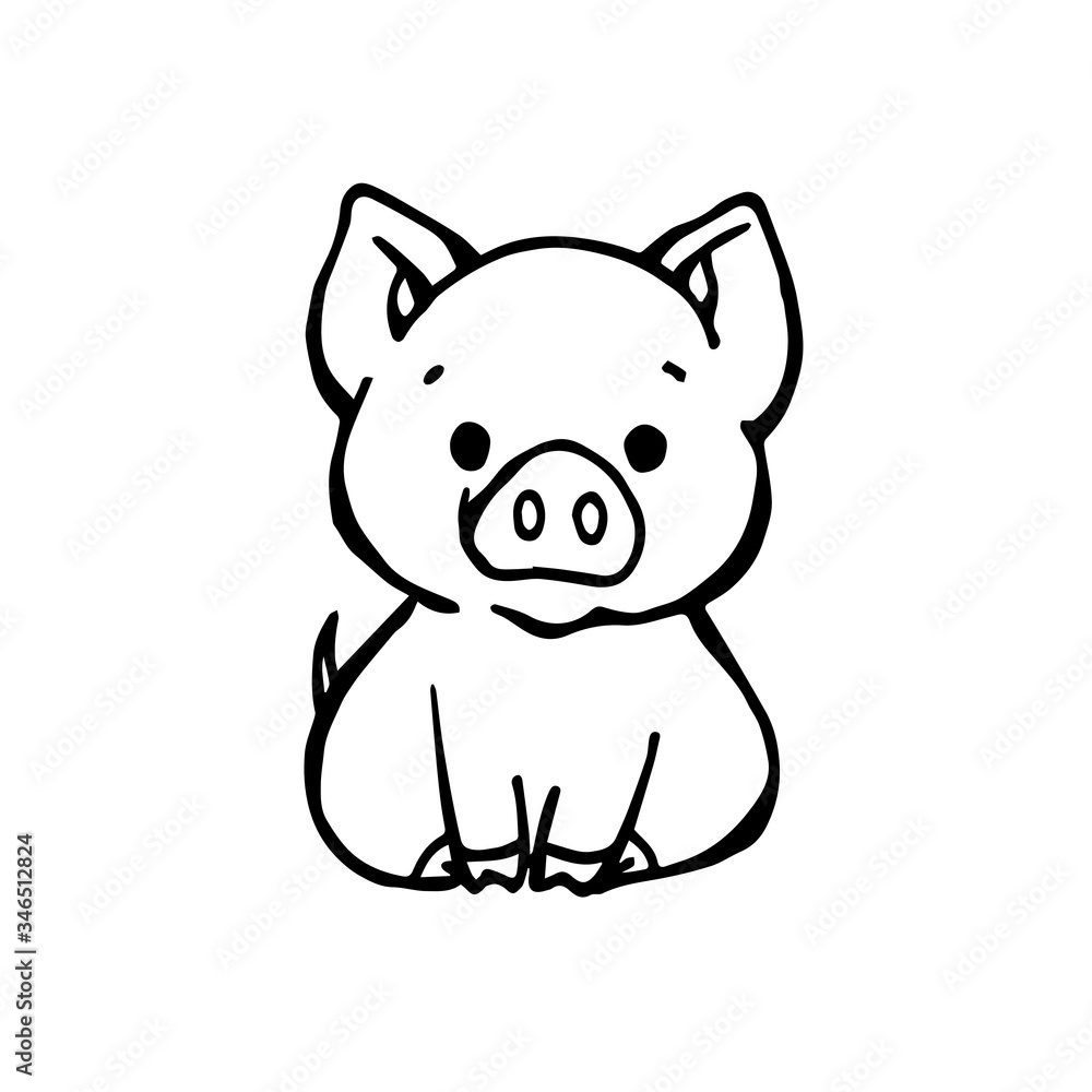 Cute Pig Outline