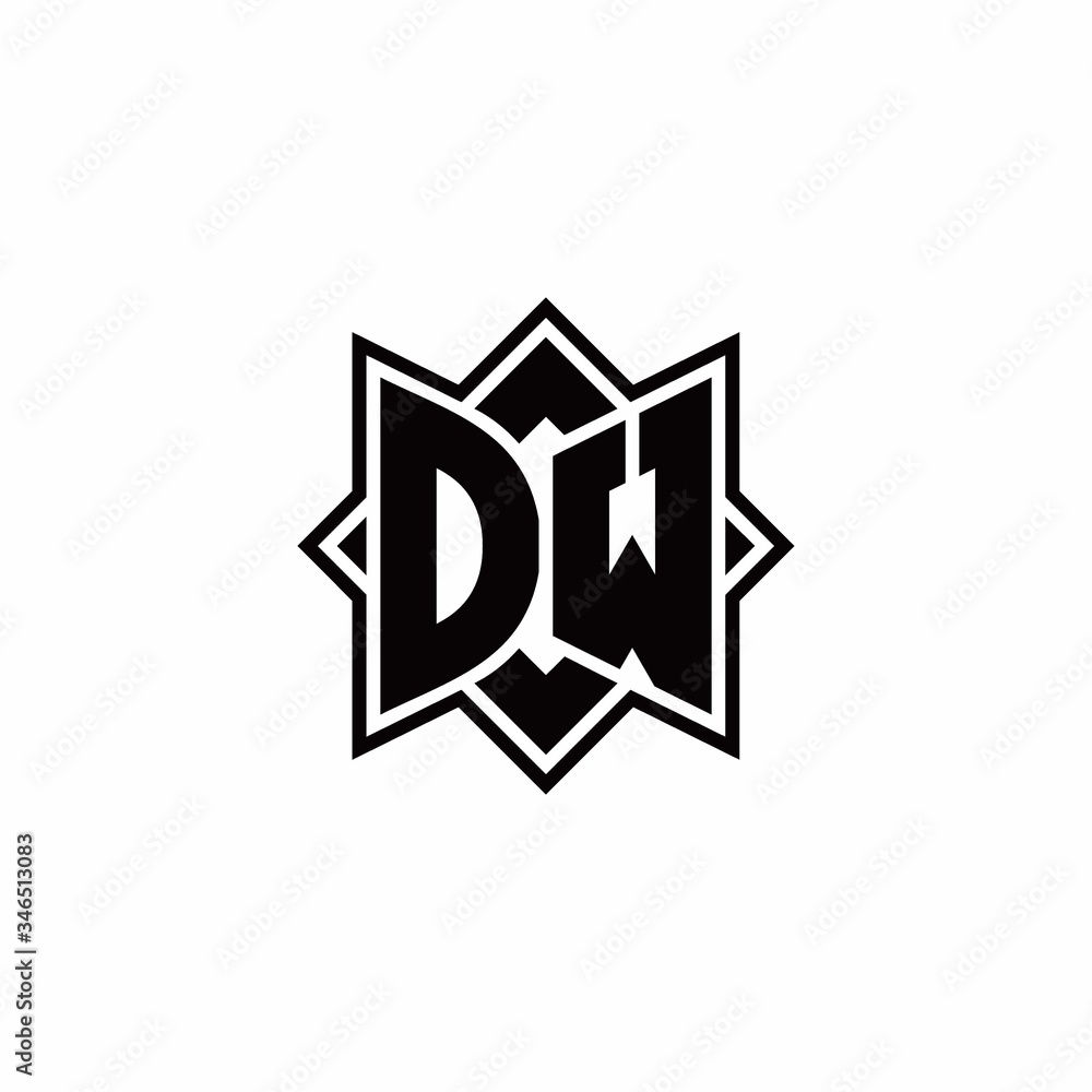 DW monogram logo with square rotate style outline Stock Vector | Adobe ...