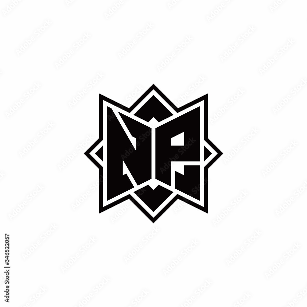 NP monogram logo with square rotate style outline Stock Vector | Adobe ...