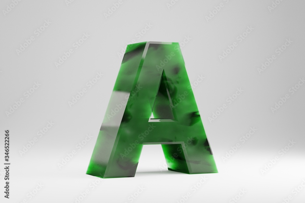 Jade 3d letter A uppercase. Jade letter isolated on white background ...