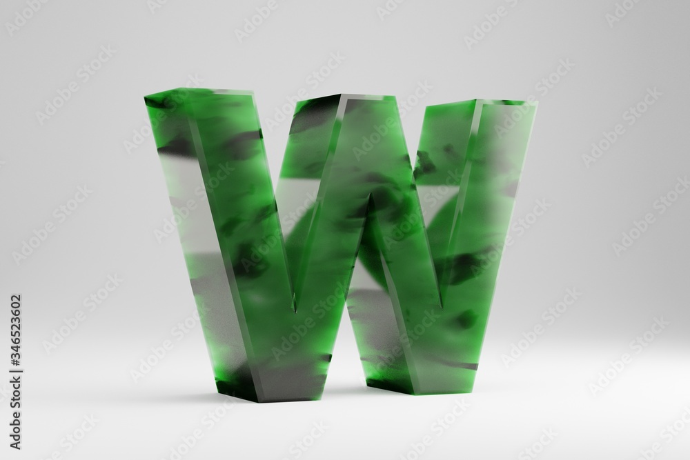 Jade 3d letter W uppercase. Jade letter isolated on white background ...