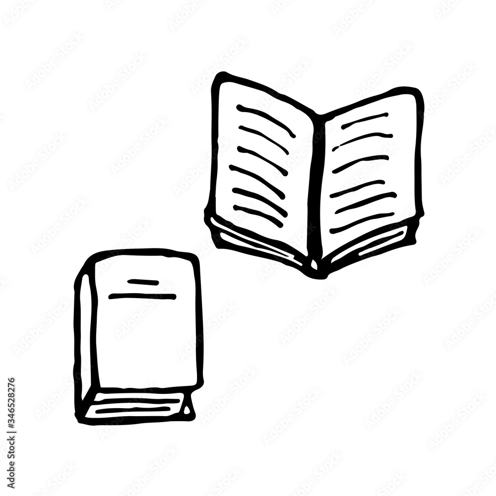 books drawn by liner, hand drawing, vector icons Pictogram Logo Stock ...