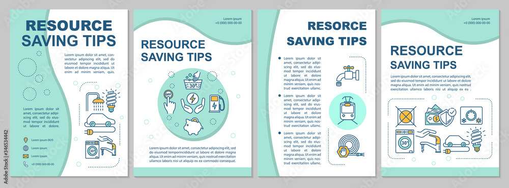 Resource saving tips brochure template. Sustainable consumption. Flyer ...