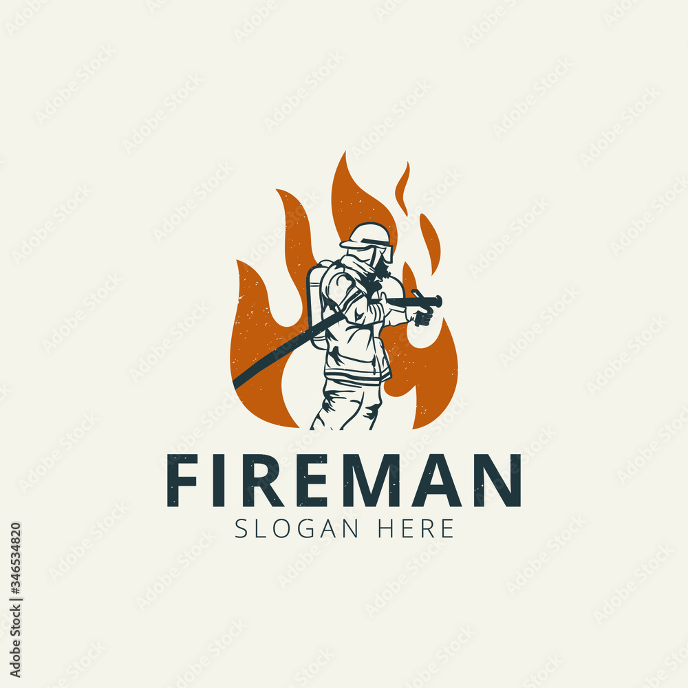 Fireman logo template Premium Vector Stock Vector | Adobe Stock