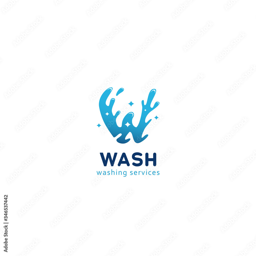 Letter W wash splash washing cleaning service logo icon symbol Stock ...