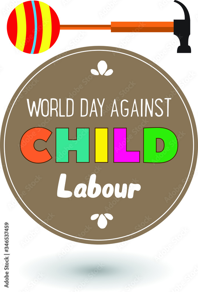 World day against child labour awareness card vector design ...