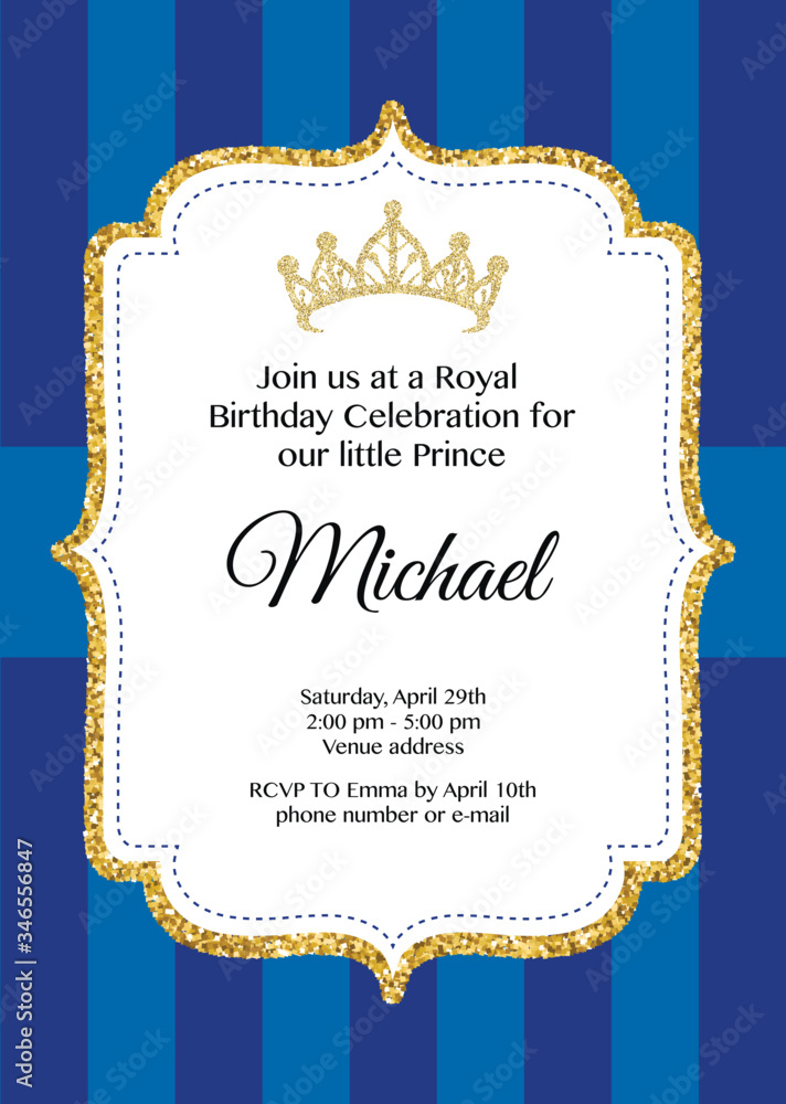 Birthday Royal Celebration Printable Invitation Vector Card Stock ...