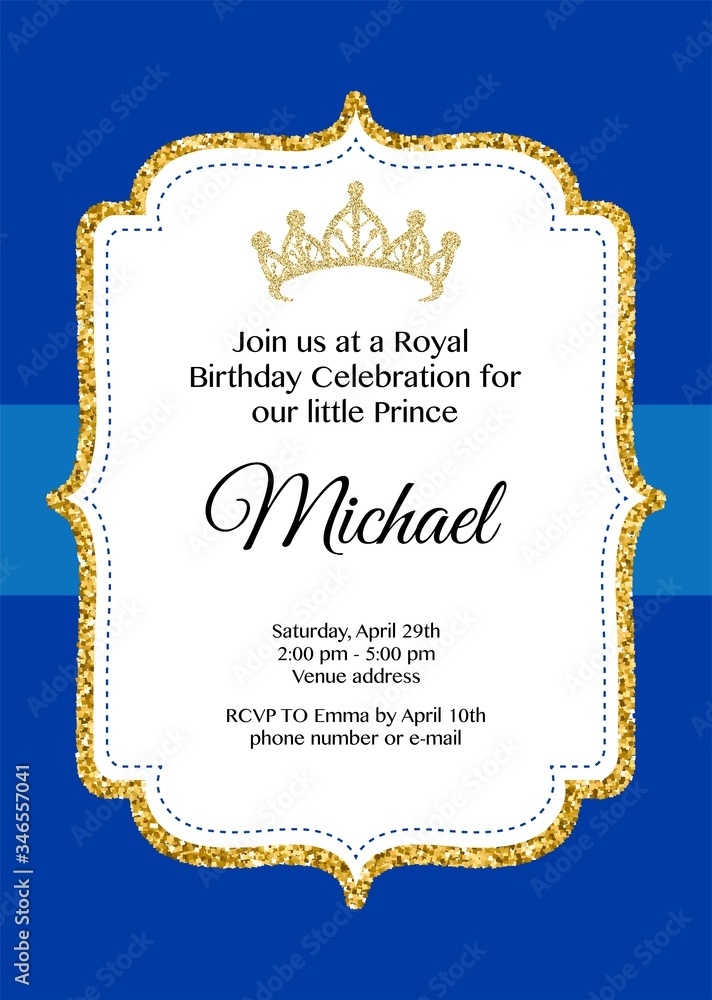 Birthday Royal Celebration Printable Invitation Vector Card Stock ...