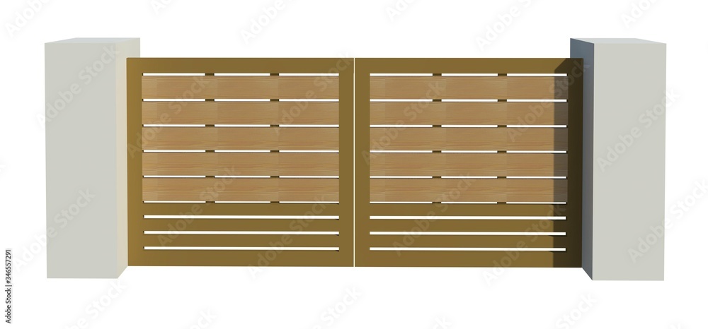 Contemporary boundary wall gate elevation Stock Illustration | Adobe Stock