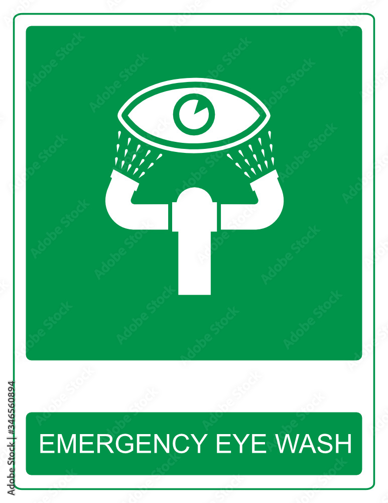 Emergency eye wash vector sign isolated on white background Stock ...