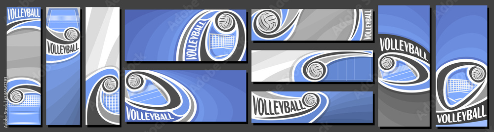 Vector set of Volleyball Banners, vertical and horizontal decorative ...