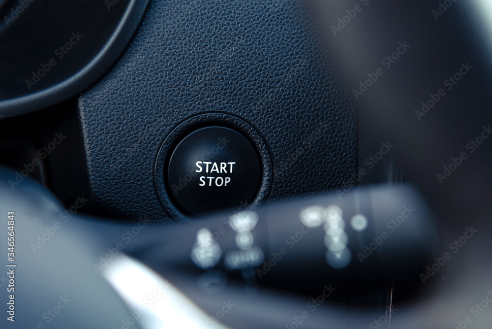 Engine start button in a modern car interior Stock Photo | Adobe Stock