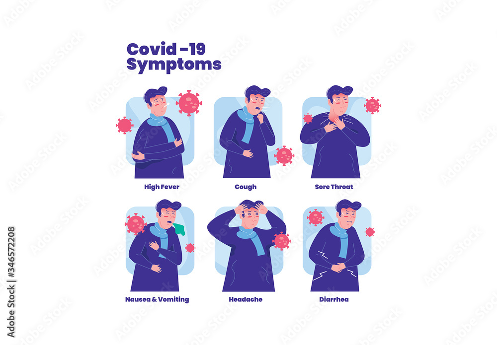 Covid-19 Symptoms Graphics Illustration Art Kit Stock Template | Adobe ...