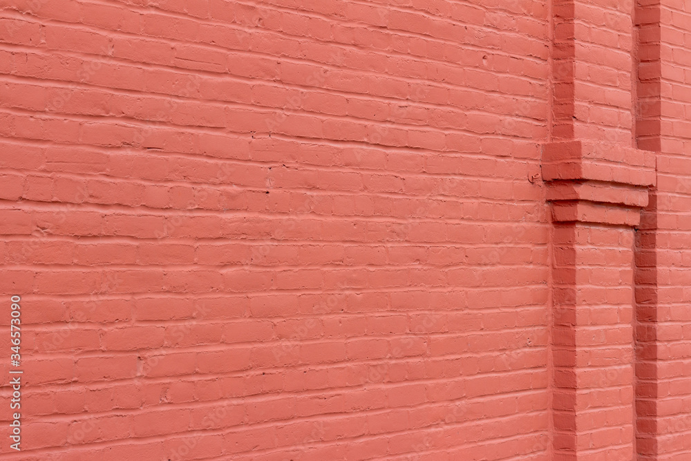 Old red painted brick wall texture background with decorative vertical ...