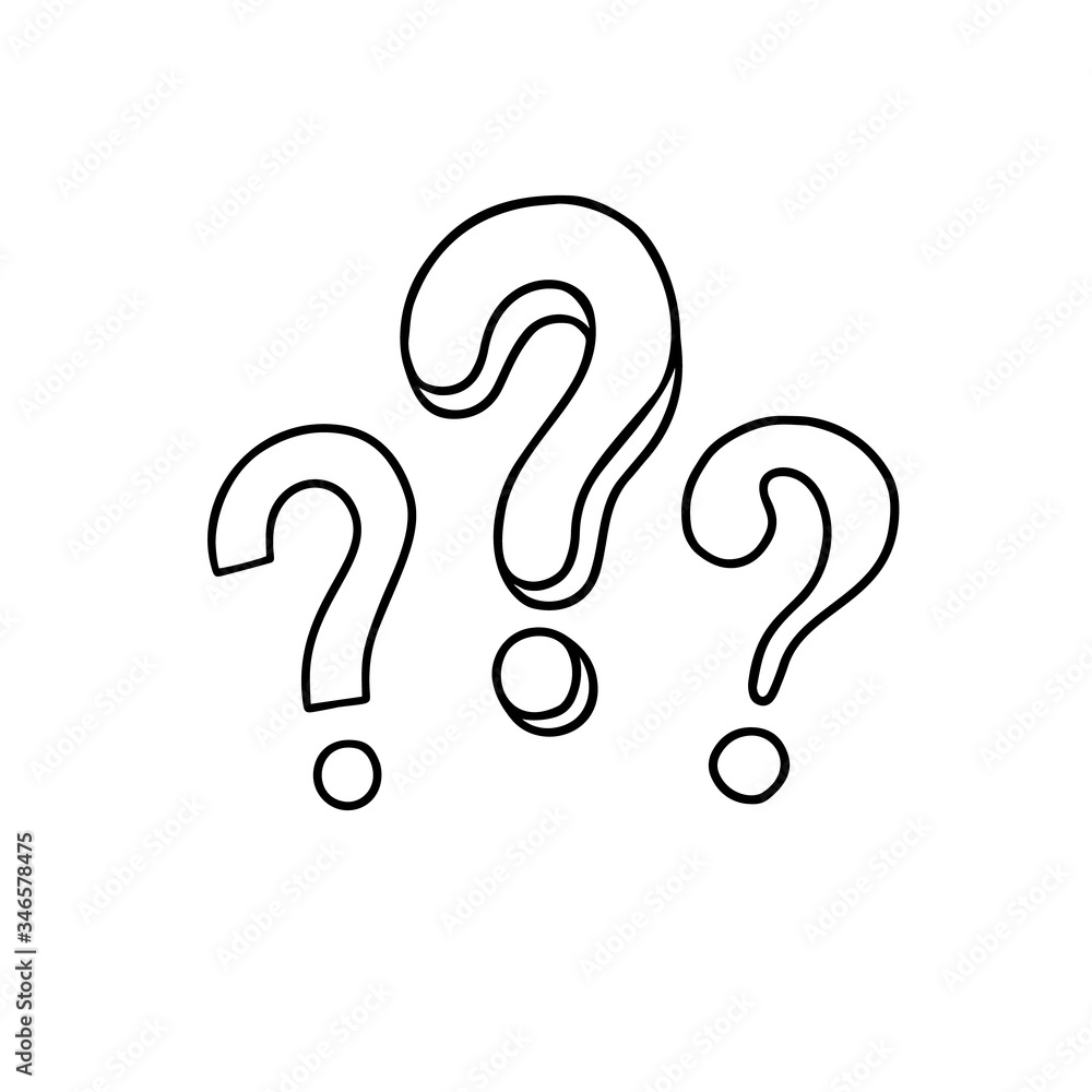Handwritten question mark. Doodle, sketch style. Vector illustration on ...
