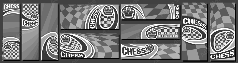 Vector set of Chess Banners, vertical and horizontal decorative art ...
